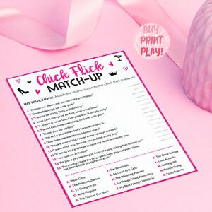 Chick Flick Match up Quote Trivia | Ladies Night Party Printable Game ...