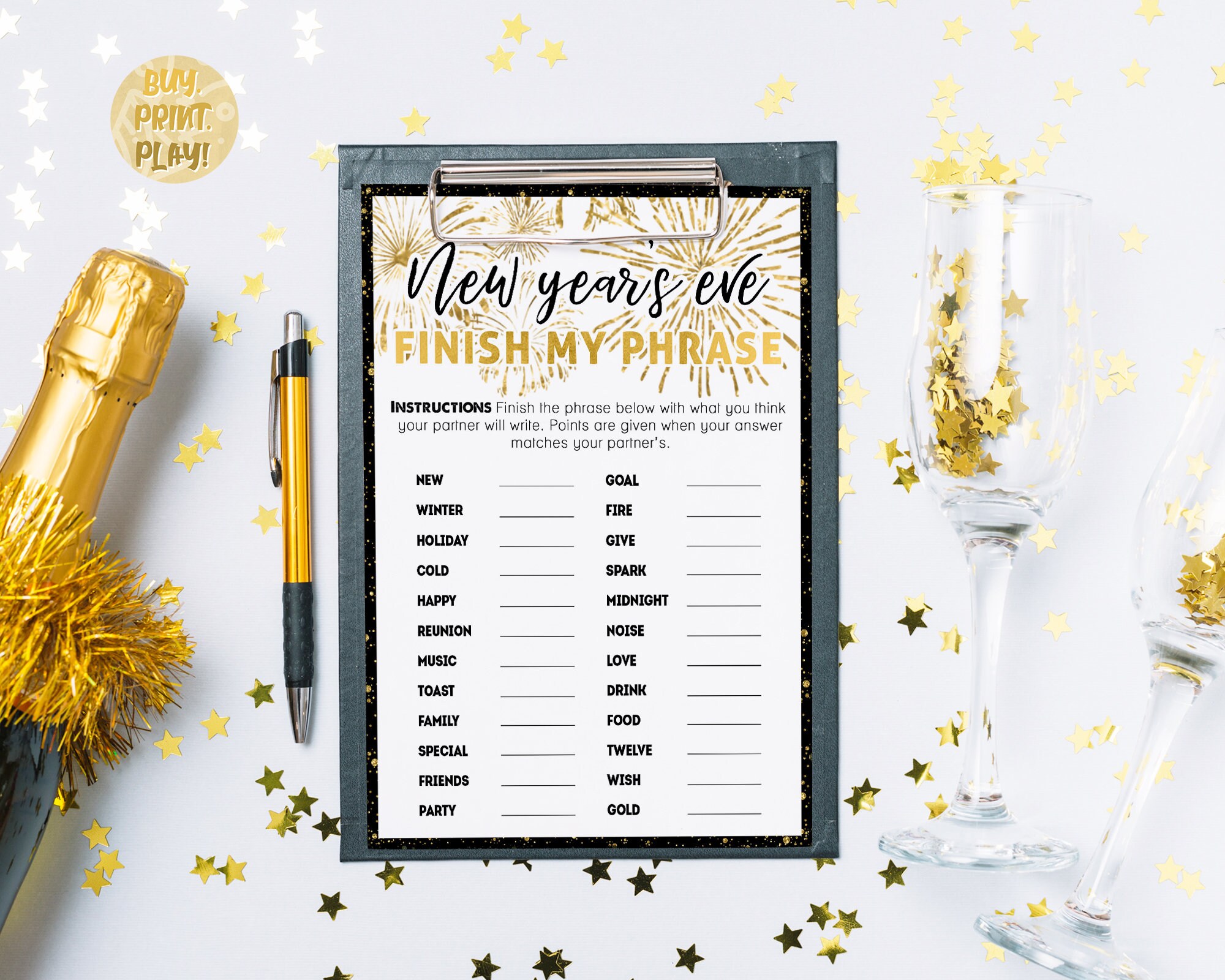 New Years Finish the Phrase Games for Kids & Adults 2022 - Etsy