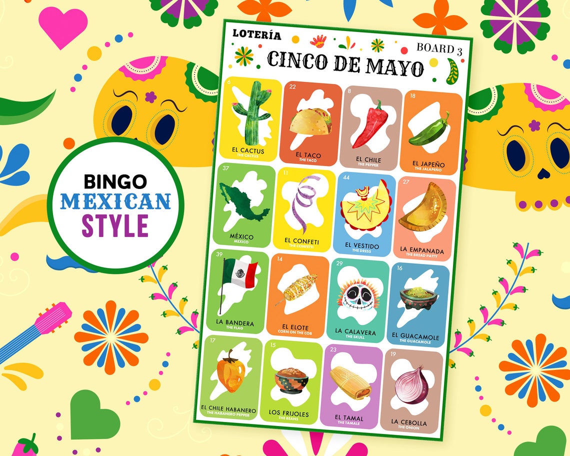 Cinco De Mayo Bingo Mexican Loteria Cards Includes 30 - Etsy