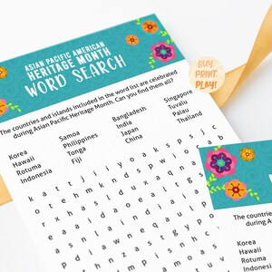 Asian American Pacific Islander Heritage Month Word Search Game ...
