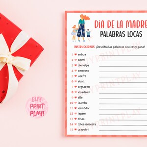Mothers Day Games in Spanish - Word Scramble | Printable Games for ...