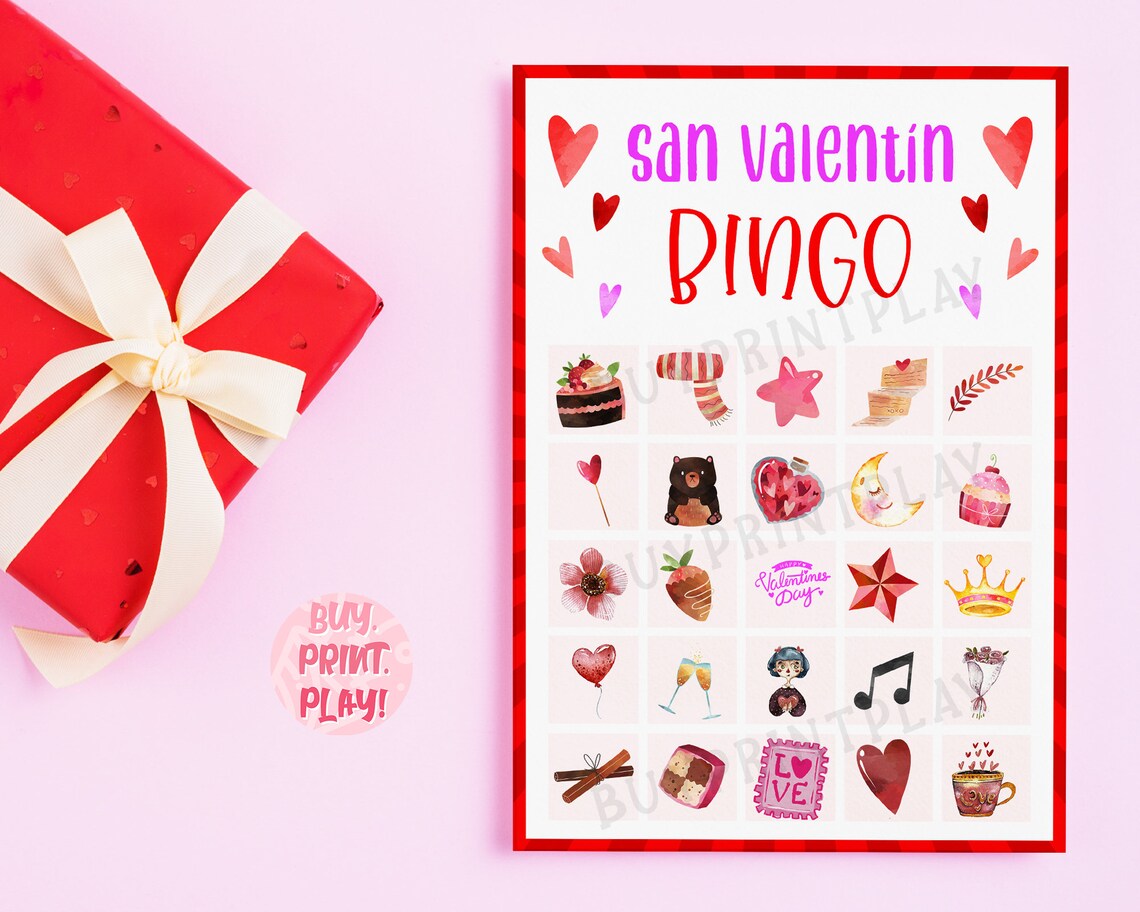 Valentines Day Bingo in Spanish Games for Kids and Adults - Etsy