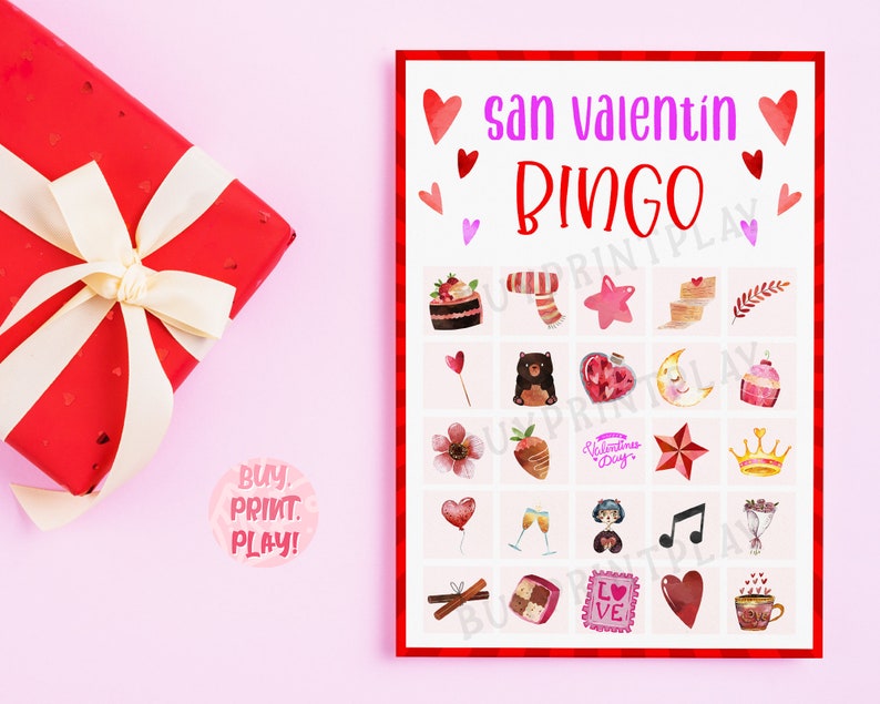 Valentines Day Bingo in Spanish Games for Kids and Adults - Etsy