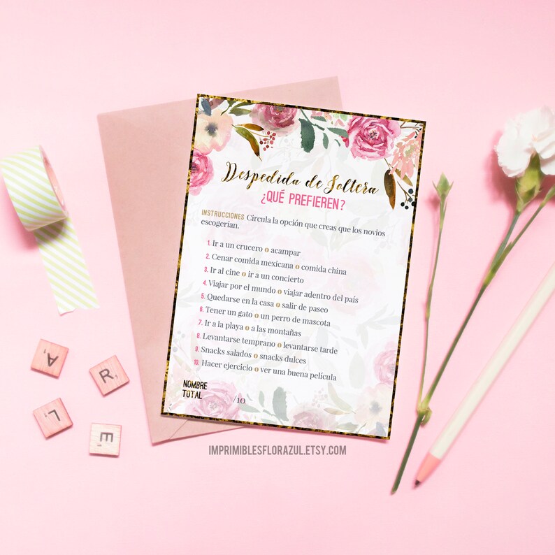 Bridal Shower Games in Spanish Juegos Despedida De Soltera - Etsy