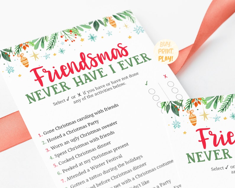 Friendsmas Never Have I Ever Christmas Games for Adults - Etsy