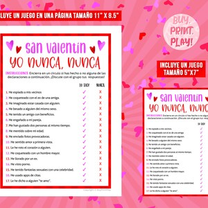 Valentines Day Never Have I Ever in Spanish Games for Adults Juegos De ...