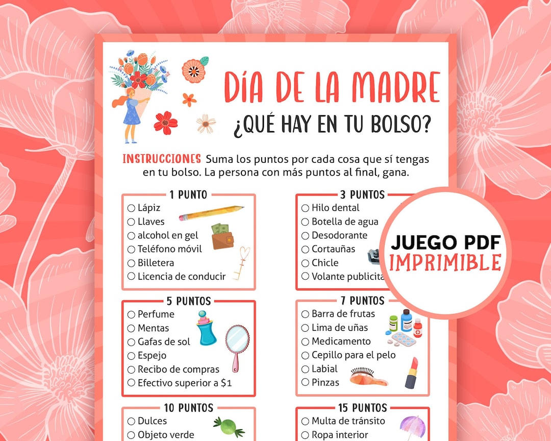 Mothers Day Game in Spanish - Whats in Your Bag? | Juegos Del Dia De La ...