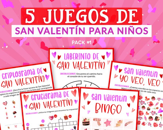 Pack De Juegos De San Valentin Para Niños Spanish Valentines | Etsy