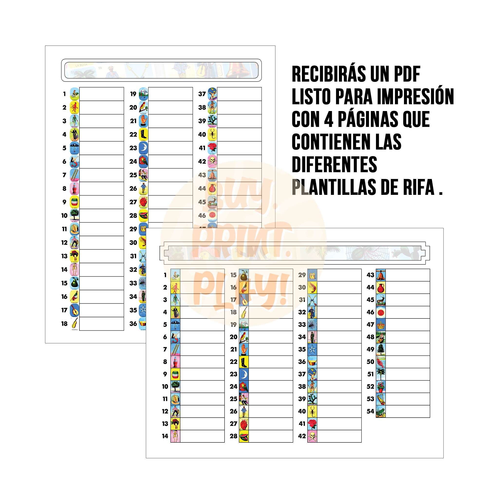Páginas para Rifa de Loteria Mexican Loteria Raffle Sheet - Etsy México