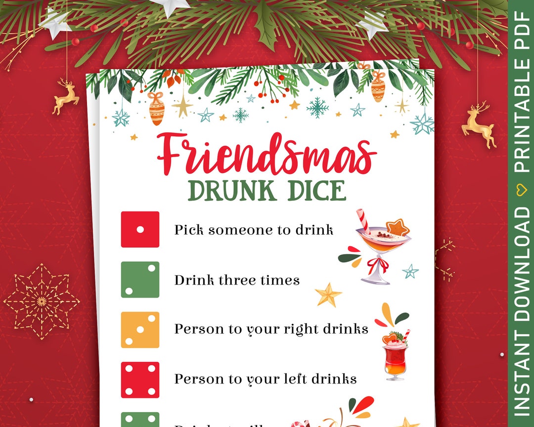 Friendsmas Party Drunk Dice | Christmas Drinking Games for Adults | Fun ...