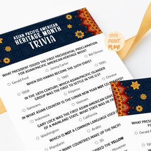 Asian Pacific Islander American History Month Printable Trivia ...