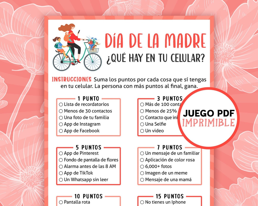 Mothers Day Game in Spanish - Whats on Your Phone? | Juegos Del Dia De ...