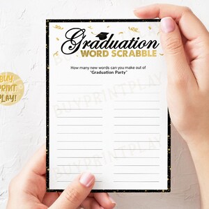 Graduation Party Word List | Fun Printable Games | High School or ...