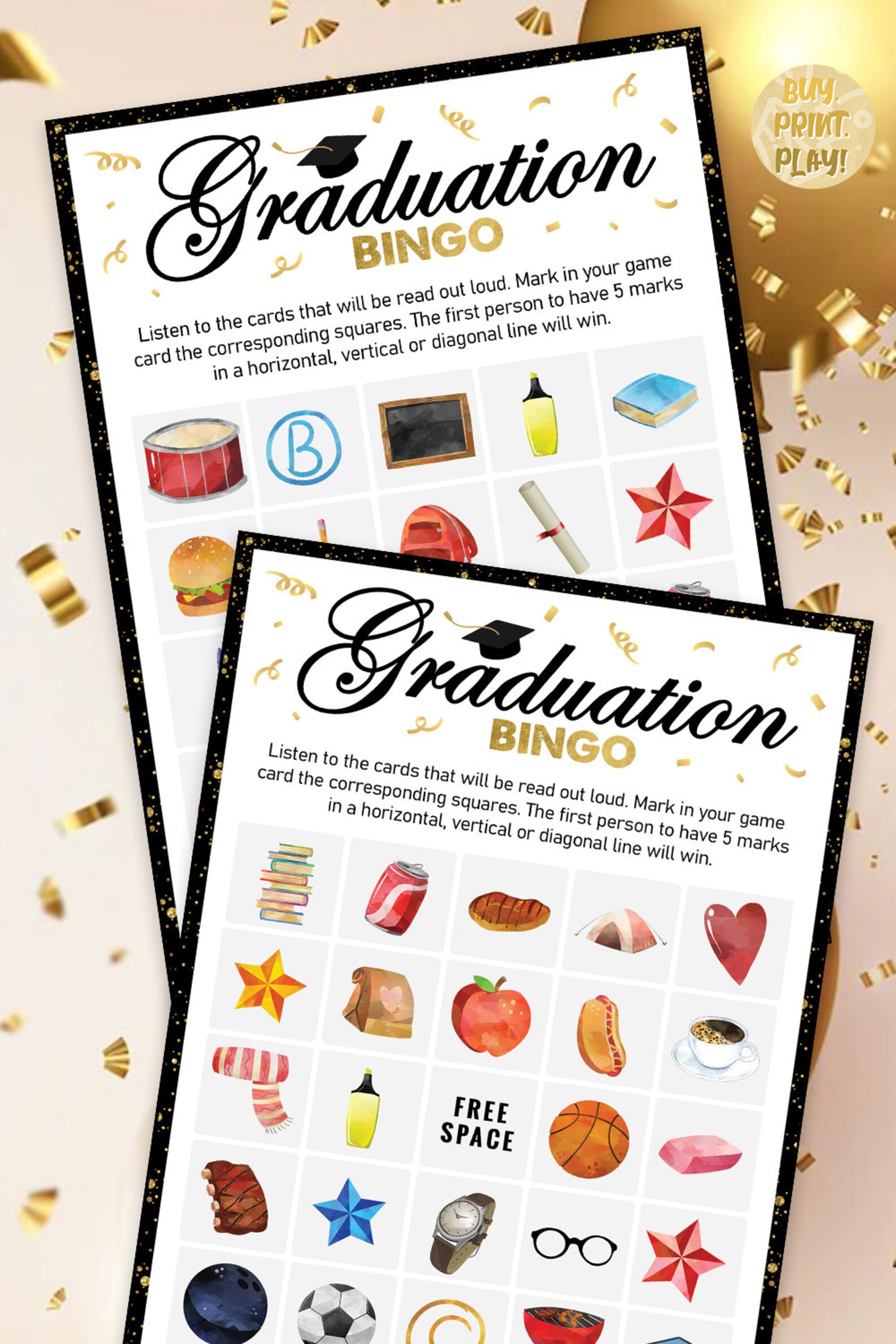 Graduation Bingo Black and Gold Graduation Party Game - Etsy