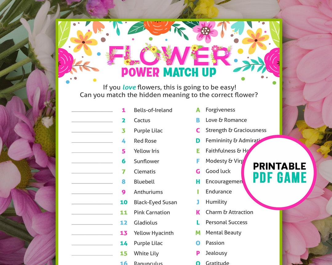 Spring Flower Power Match up Trivia | Springtime Printable Games | Fun ...