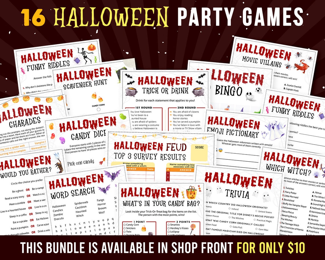 Printable Halloween Charades Prompts Halloween Games for | Etsy