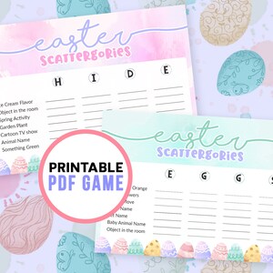 Printable Easter Scattergories Game Listing Categories Cards | Etsy