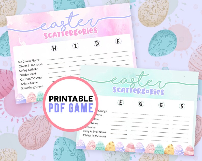 Printable Easter Scattergories Game Listing Categories Cards | Etsy