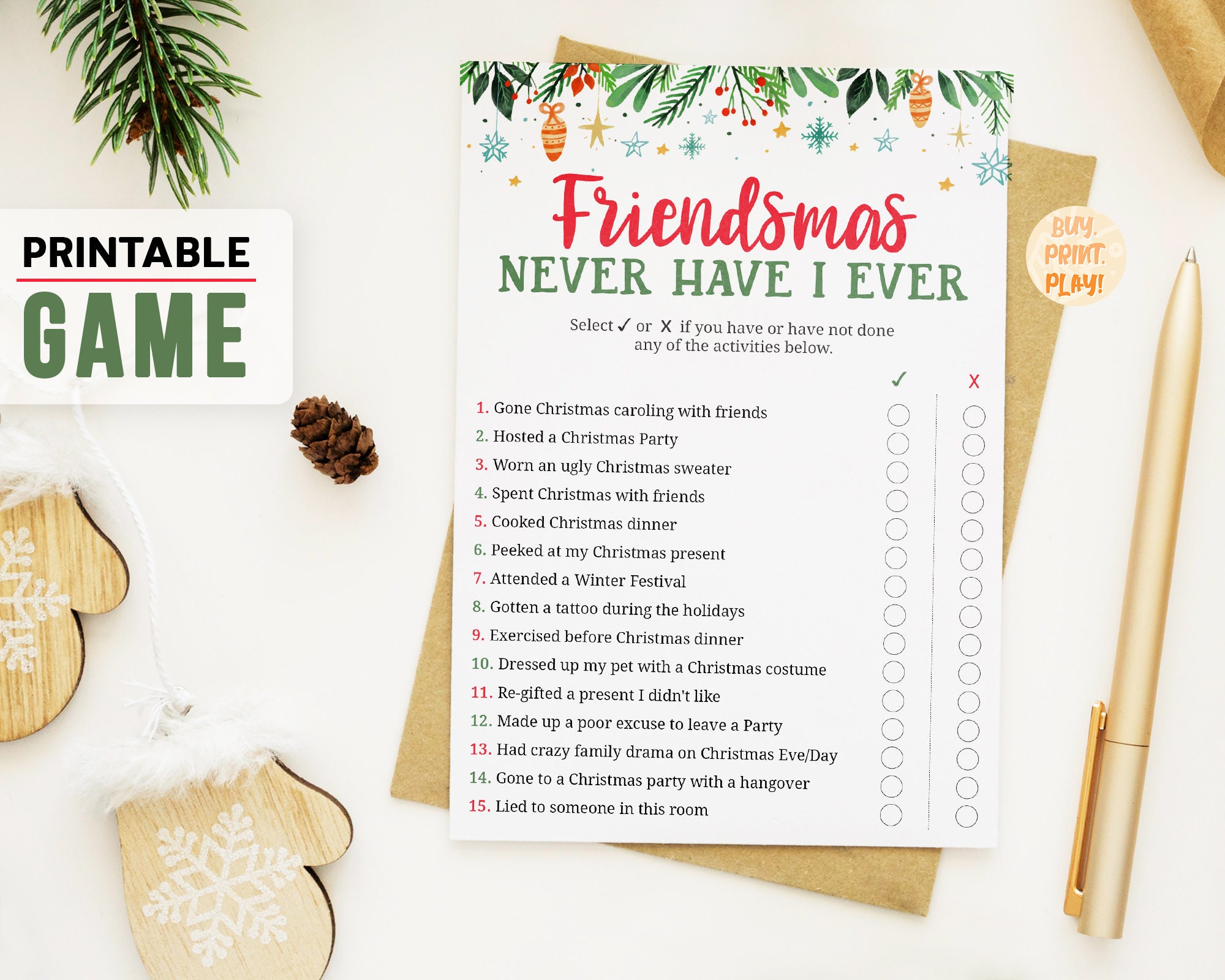 Friendsmas Never Have I Ever Christmas Games for Adults - Etsy