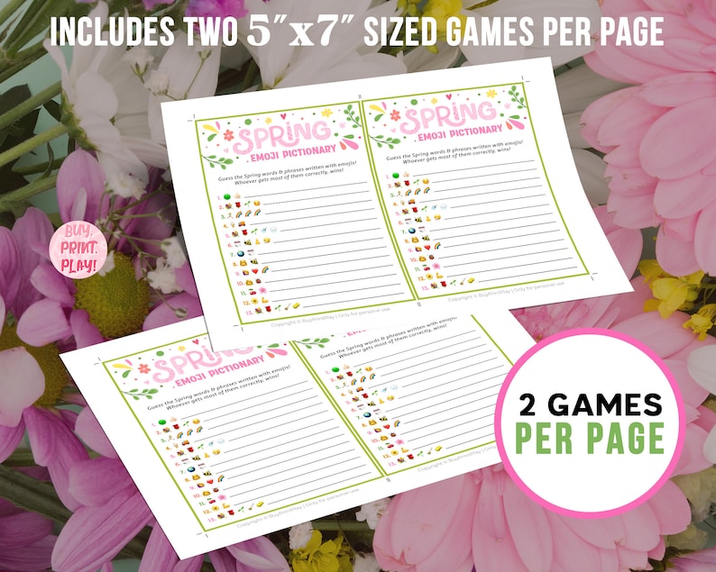 Spring Emoji Pictionary Game Printable Springtime Party - Etsy