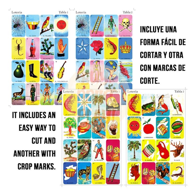 100 Mexican Loteria Cards 2 Different Versions 200 Total - Etsy