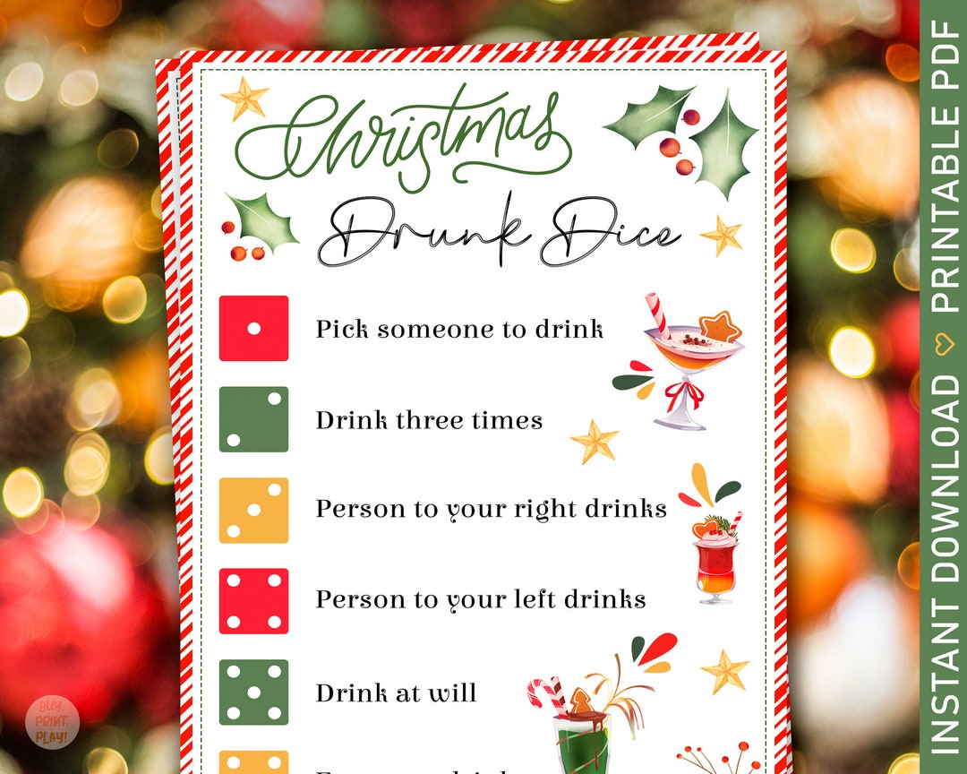 Christmas Drunk Dice Game Drinking Games For Adults Xmas Party