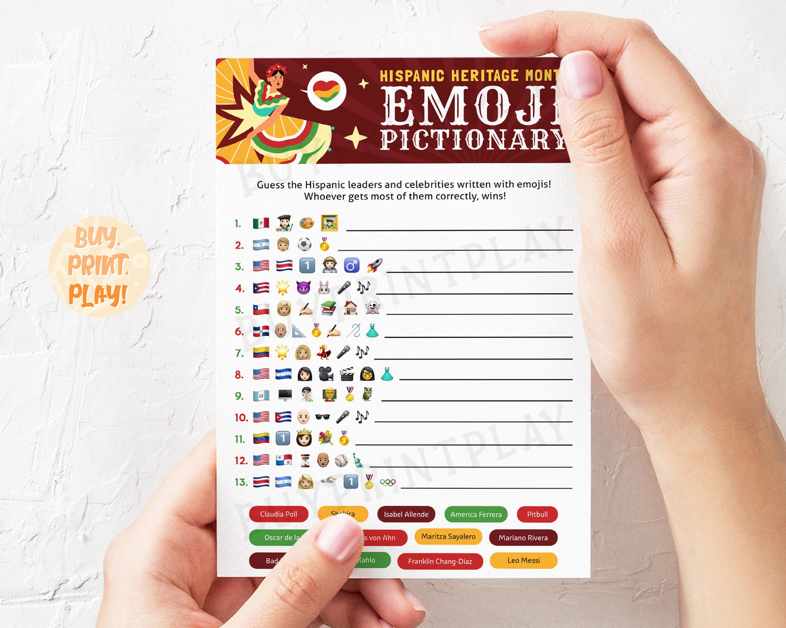 Hispanic Heritage Month Emoji Pictionary Emoji Game - Etsy