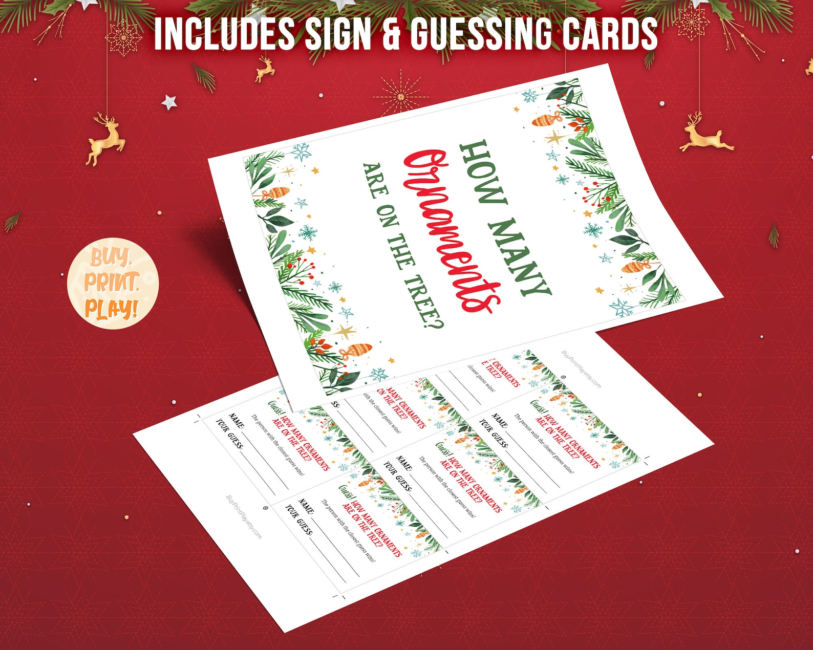 Christmas Ornaments Guessing Game Friendsmas Party How Many - Etsy