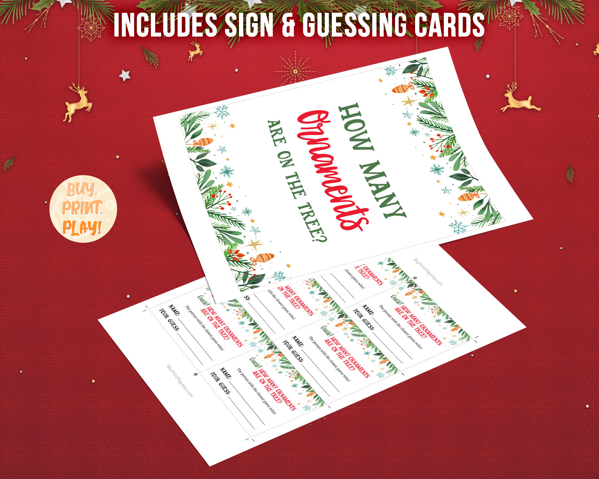 Christmas Ornaments Guessing Game Friendsmas Party How Many - Etsy