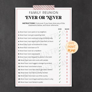 Family Games Never Have I Ever | Ever or Never Quiz | Family Reunion ...
