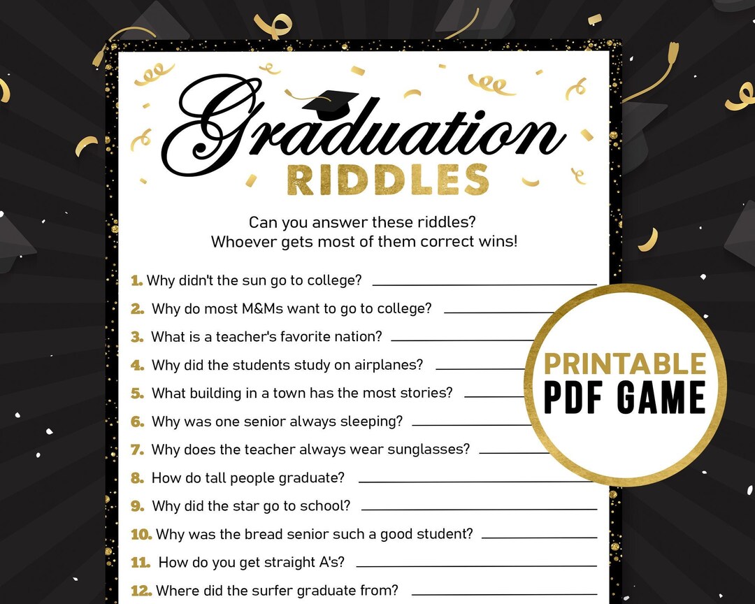 Graduation Riddles Game | Class of 2023 Grad Party Printable Games for ...