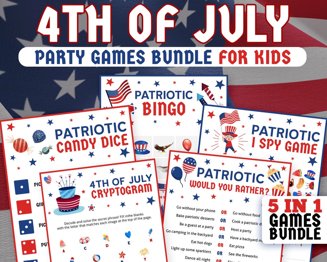 4th of July Games Bundle for Kids | Printable US Independence Day ...