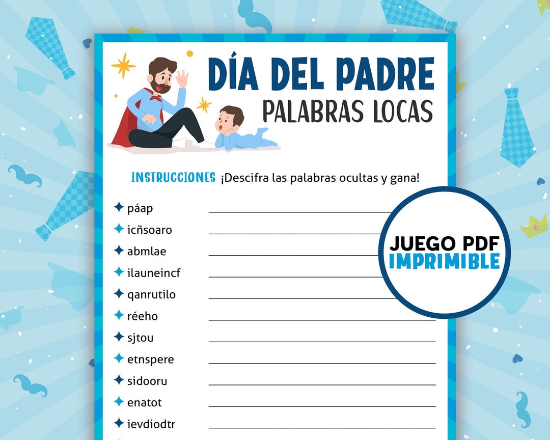 Fathers Day Games in Spanish - Word Scramble | Juegos Del Dia Del Padre ...