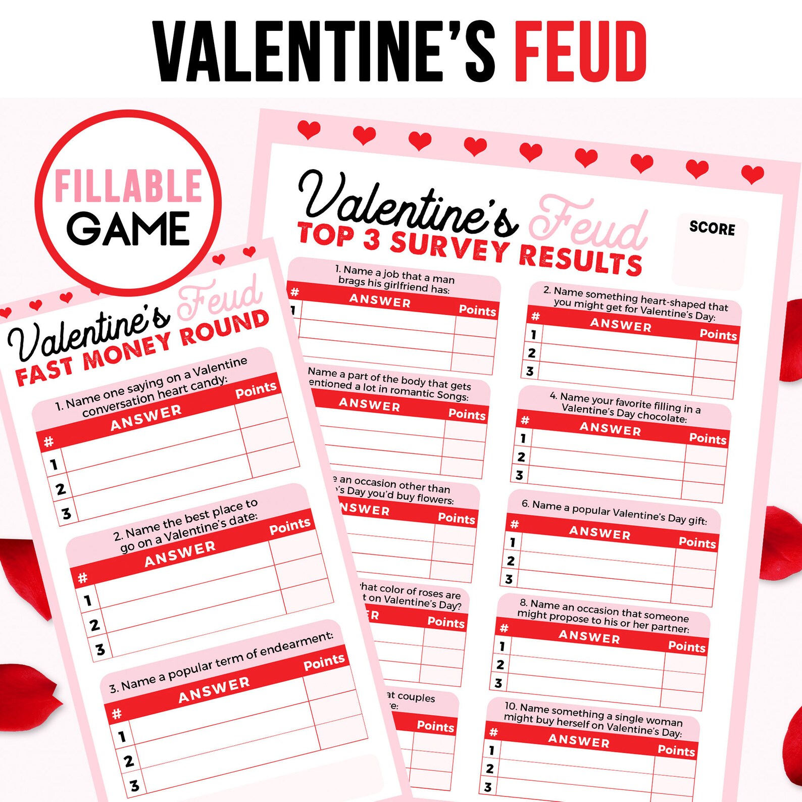 Valentines Family Feud Game Valentines Day Games Printable - Etsy