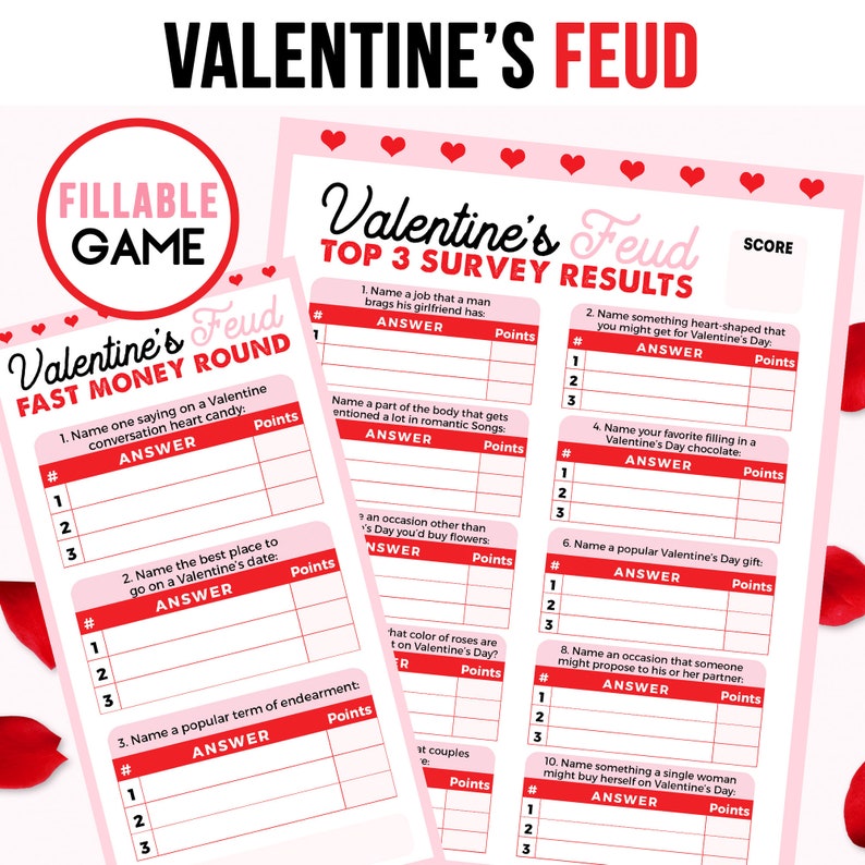 Valentines Family Feud Game Valentines Day Games Printable | Etsy