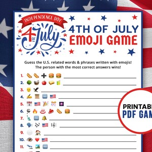 4th of July Emoji Pictionary Games Bundle | Emoji Quiz for US ...