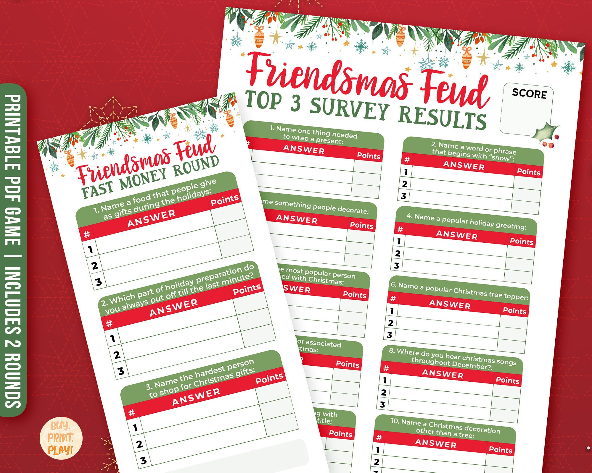 Friendsmas Friendly Feud Christmas Party Games for Adults | Etsy