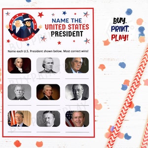 United States Presidents Trivia Game | 4th of July Patriotic Picture ...