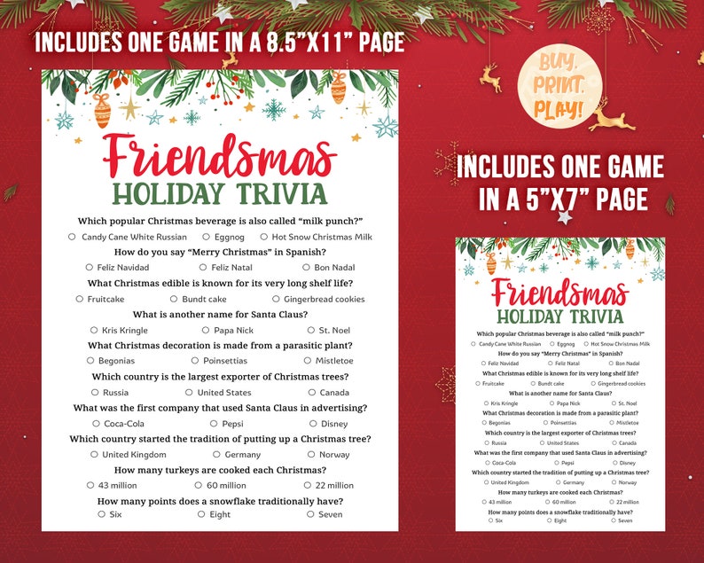 Friendsmas Games Holiday Trivia Christmas Friends Party - Etsy