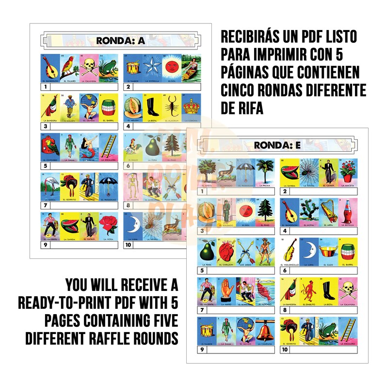 Loteria Raffle Sheets Includes 10 Quartets per Round - Etsy