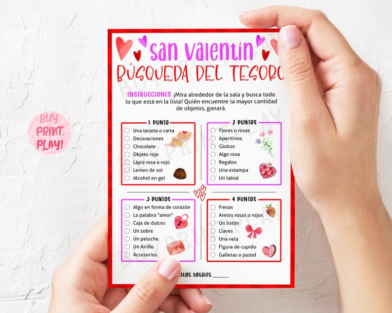 Spanish Valentines Day Scavenger Hunt Games for Kids and - Etsy