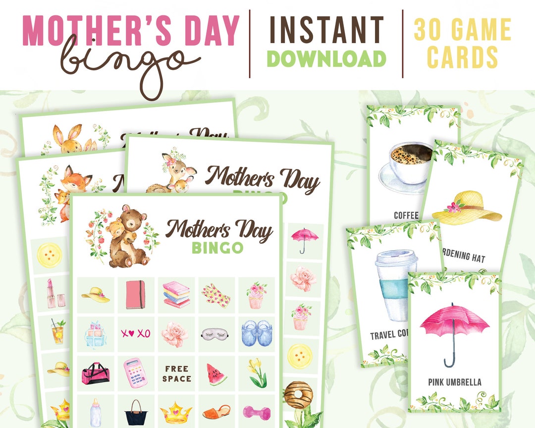 Mothers Day Bingo for Kids Family Games Includes 30 Bingo - Etsy