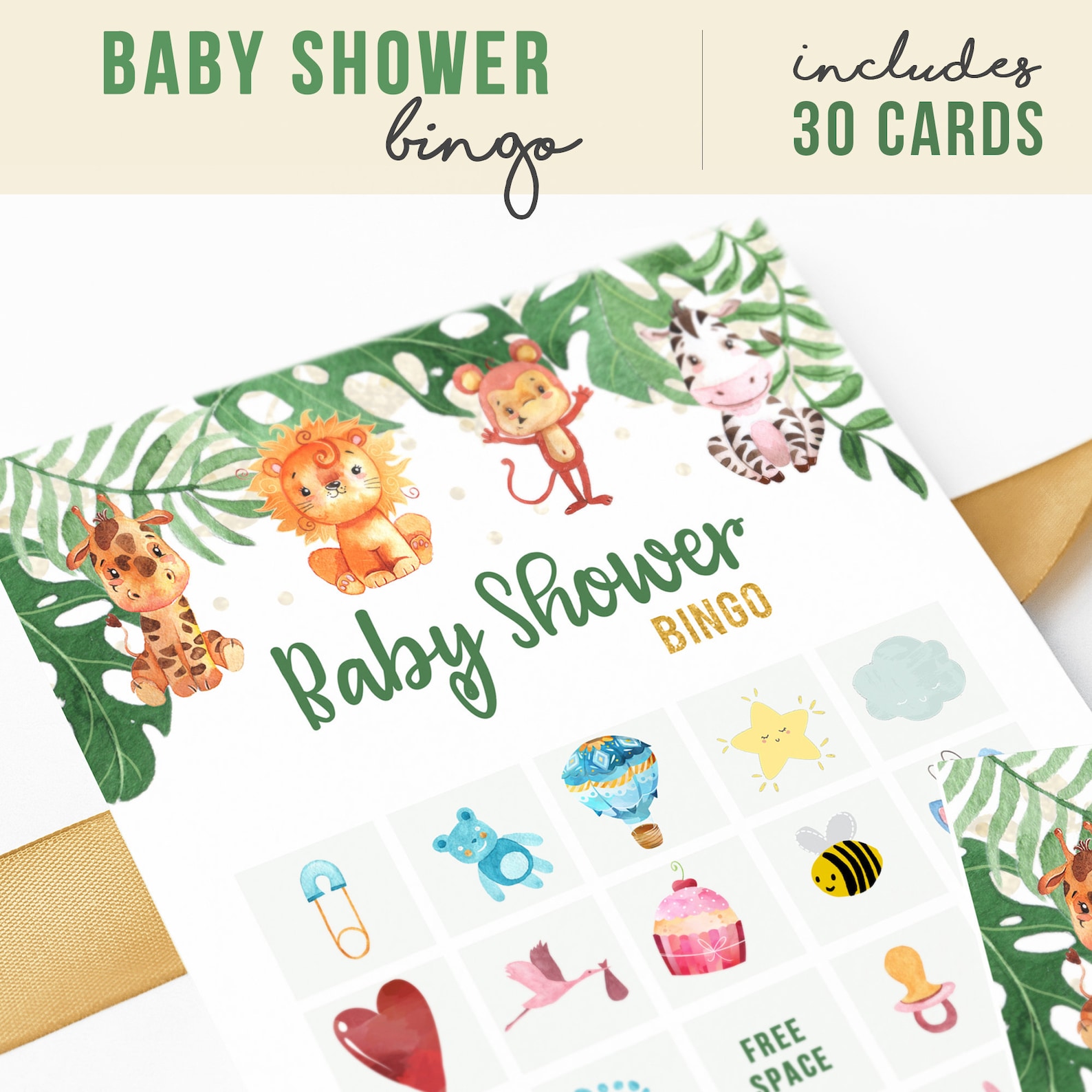 Safari Baby Shower Printable Bingo Game Jungle Baby Shower - Etsy