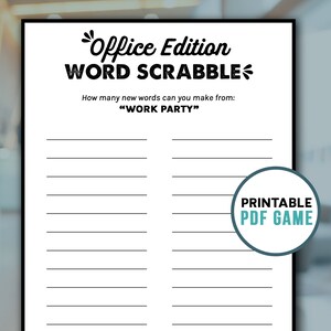 Printable Office Party Game - Word Anagram | Team Building & Ice ...