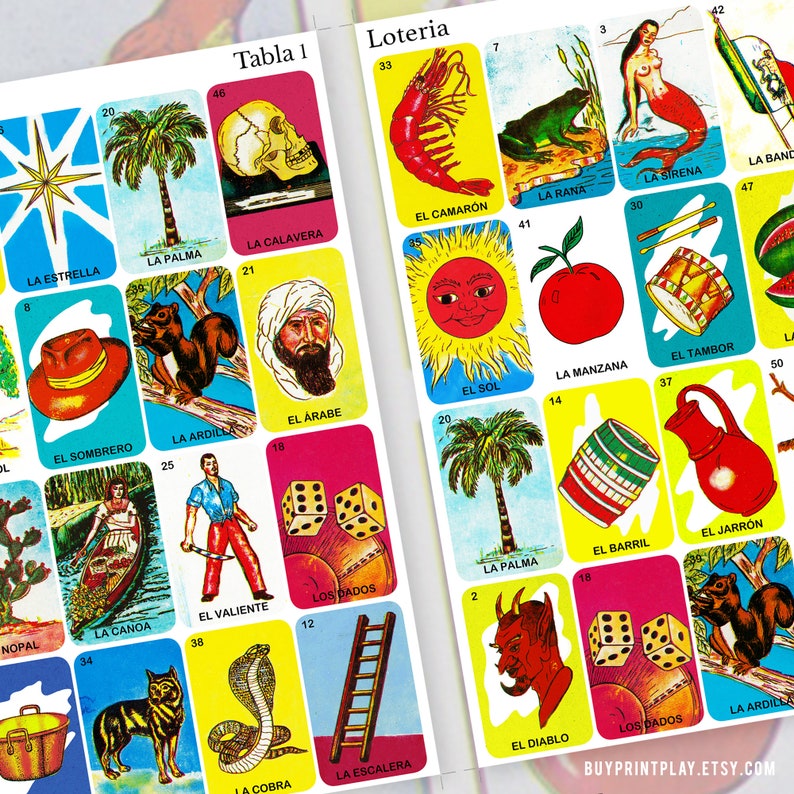 10 Mexican Loteria Cards 2 Different Versions 20 Total | Etsy
