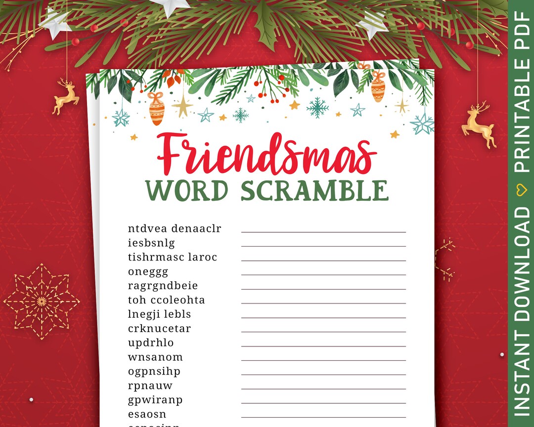 Friendsmas Word Scramble | Christmas Party Games for Groups | Fun Xmas ...
