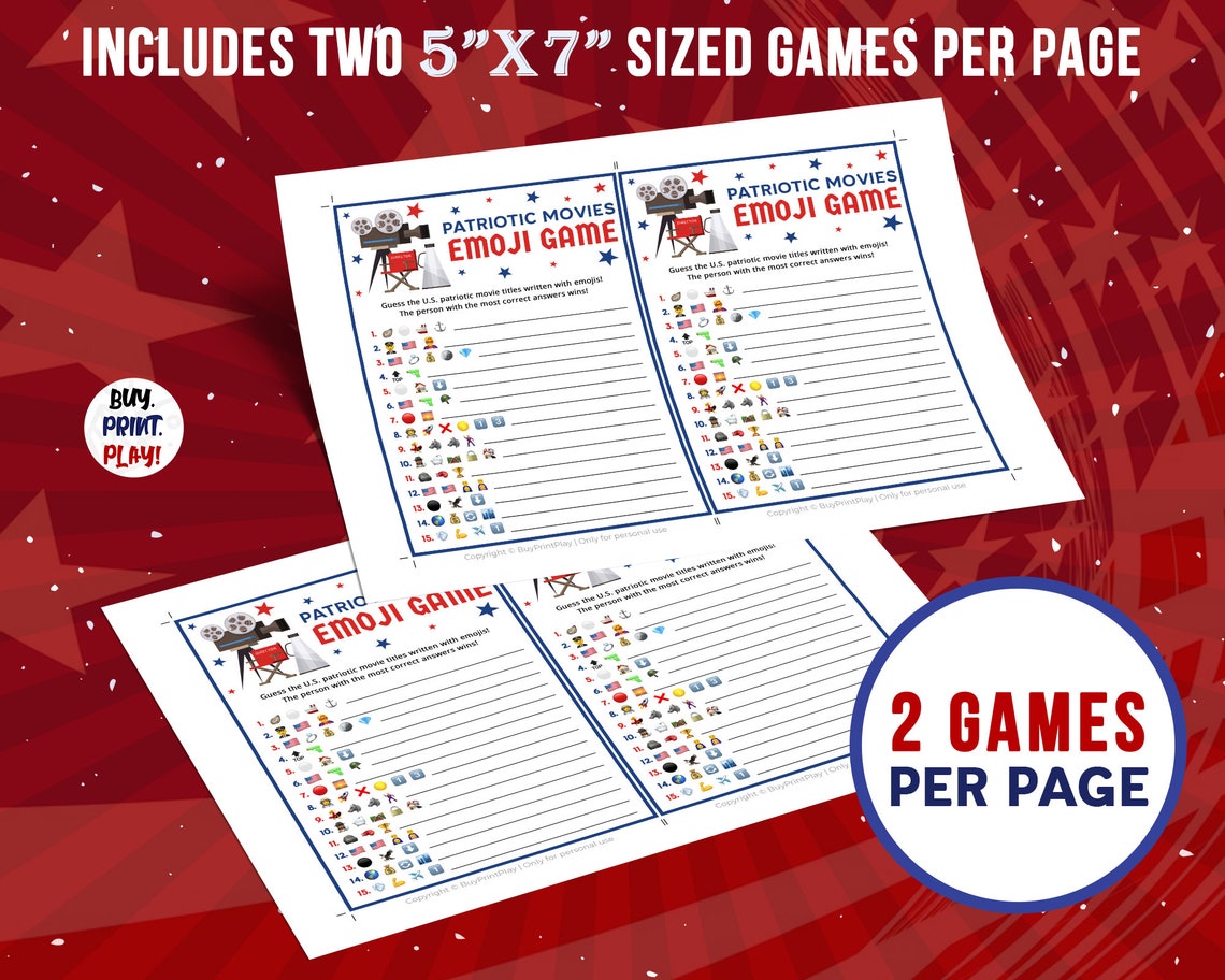 Fourth of July Emoji Quiz: Patriotic Movies Emoji Pictionary - Etsy