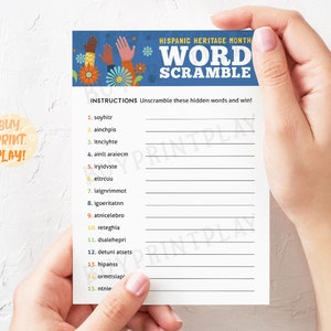 Hispanic Heritage Month Word Scramble | Latino Heritage American ...