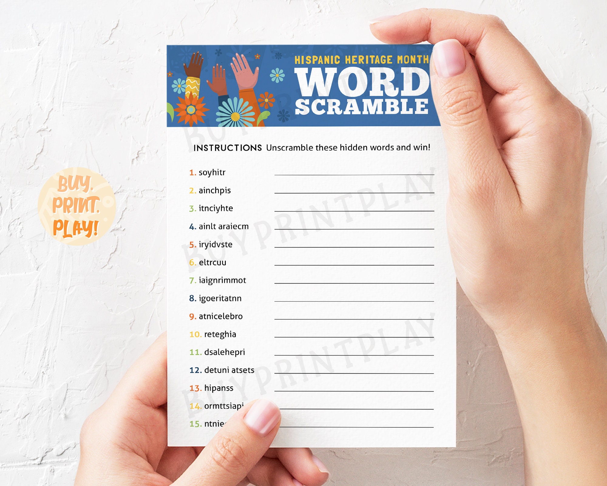 Hispanic Heritage Month Word Scramble Latino Heritage - Etsy
