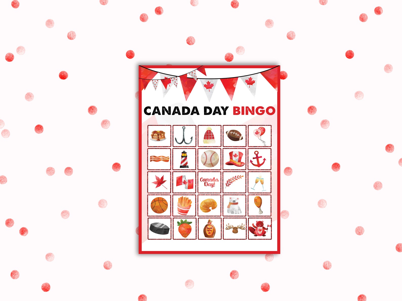 Canada Day Bingo Game Printable Bingo for Kids Print at - Etsy